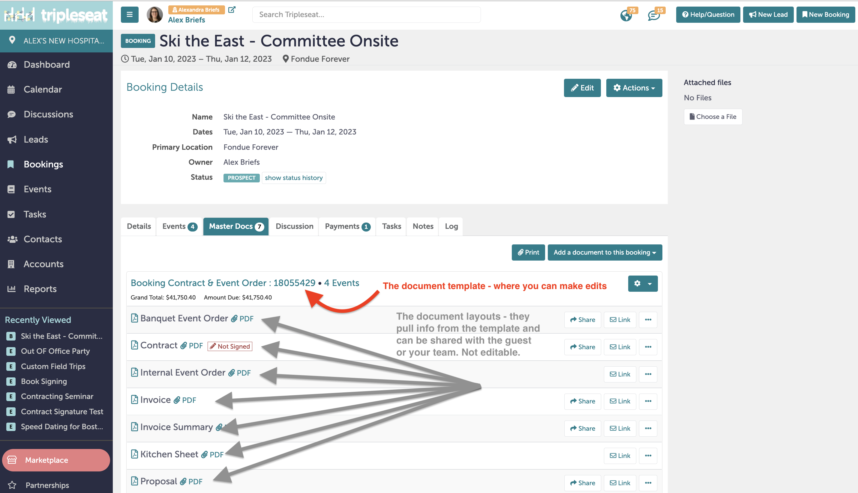 How to create Masterdocs for a booking – Tripleseat Support
