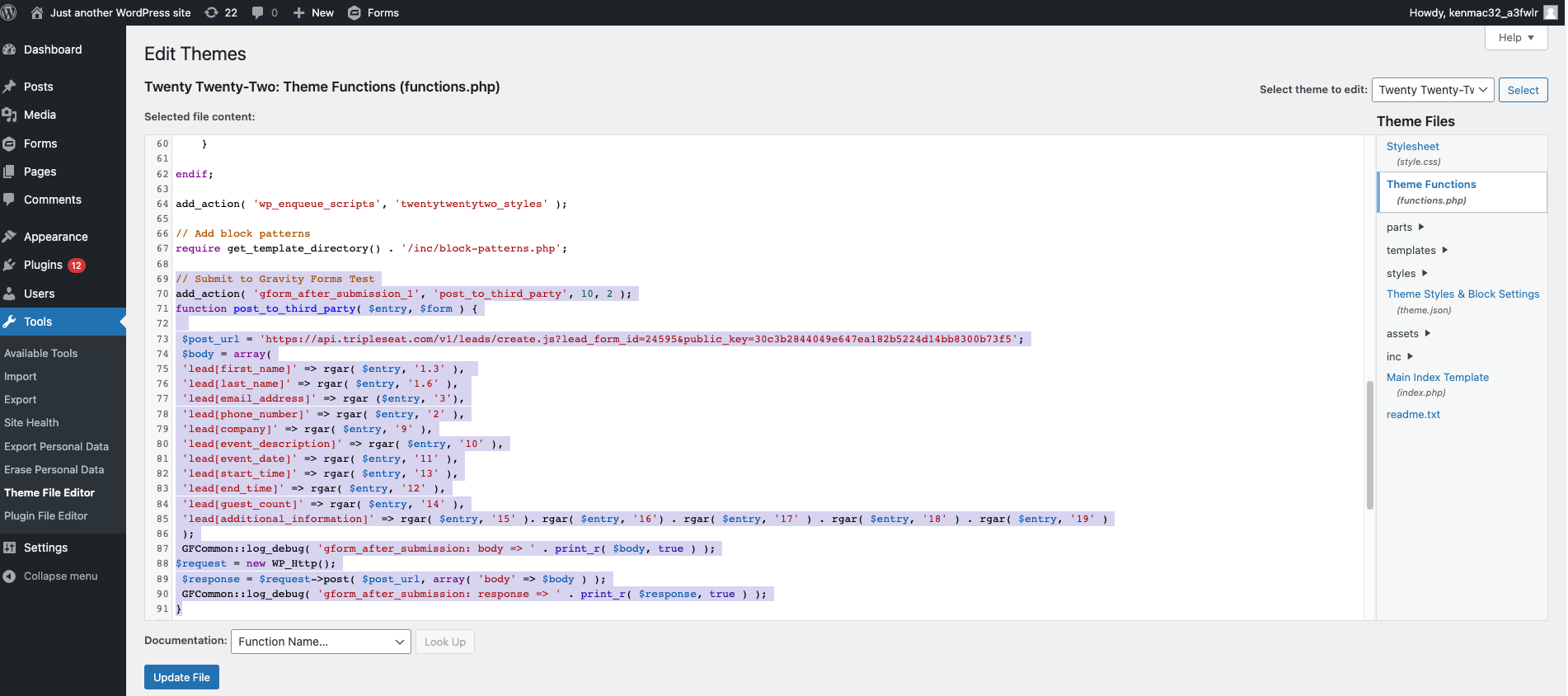 Using the API Lead Form with Gravity Forms in Wordpress – Tripleseat ...