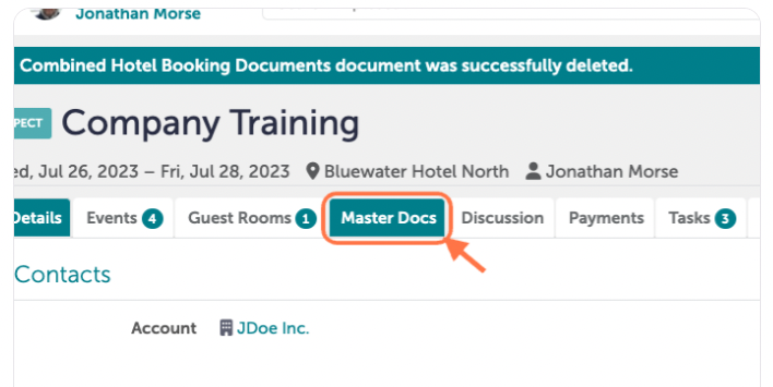 Adding Master Docs to a Booking – Tripleseat Support