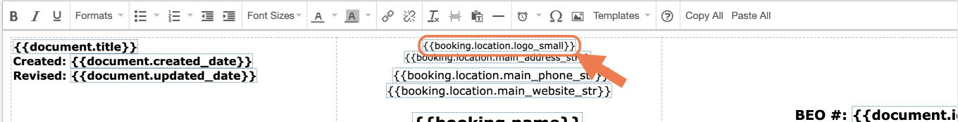 Updating Doc Headers Logo Size And Adding Merge Fields To Document Sections Tripleseat Support 5782