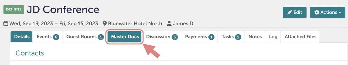 Adding and removing Events from Booking Documents – Tripleseat Support