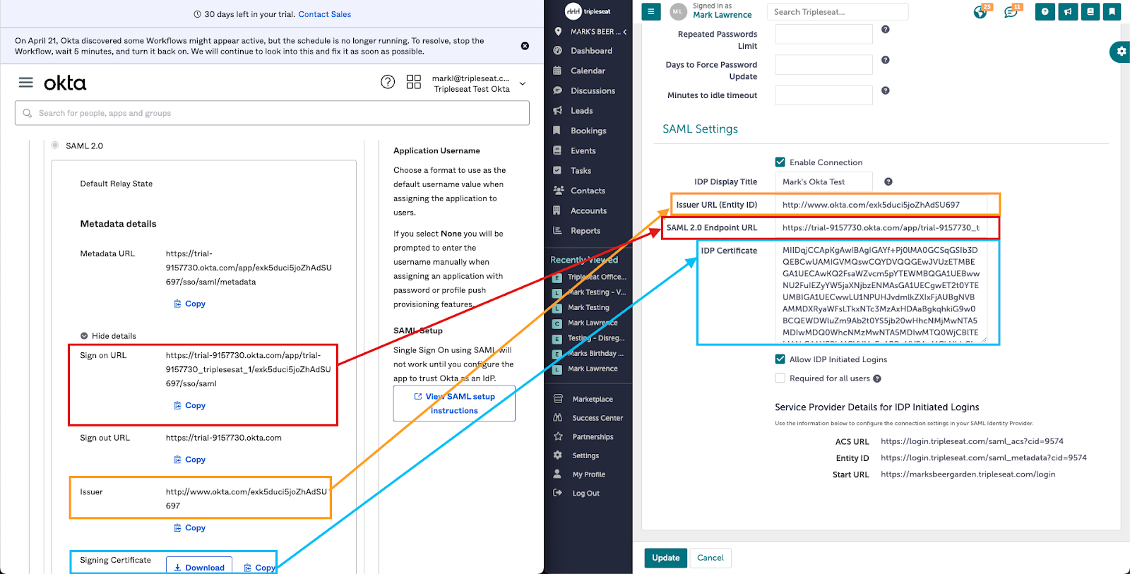Okta | Details for SAML set-up – Tripleseat Support