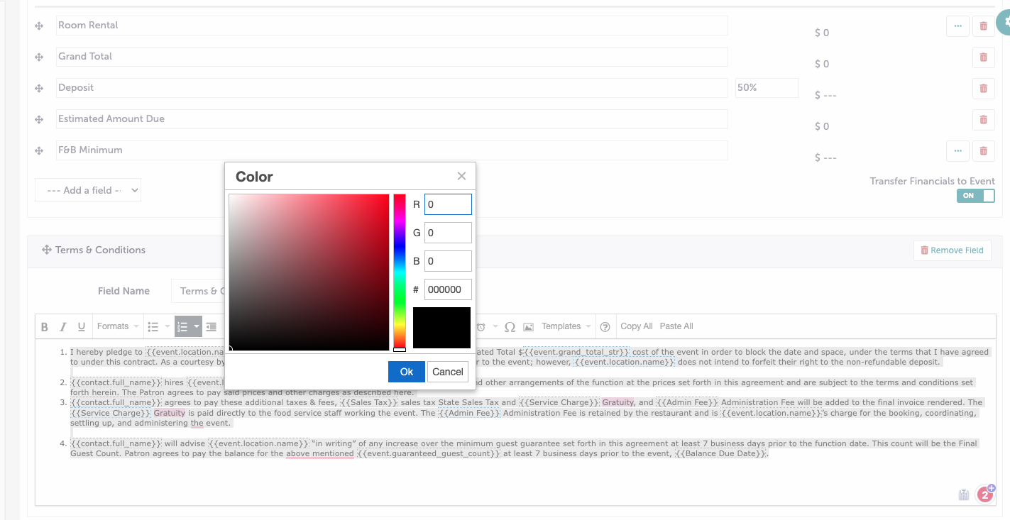 How to Adjust the Text Color in Documents – Tripleseat Support
