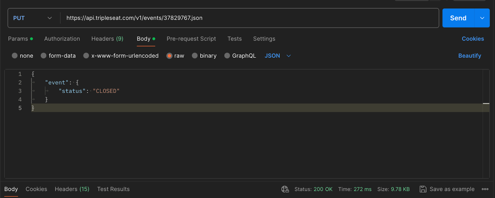 API | Events Endpoint – Tripleseat Support