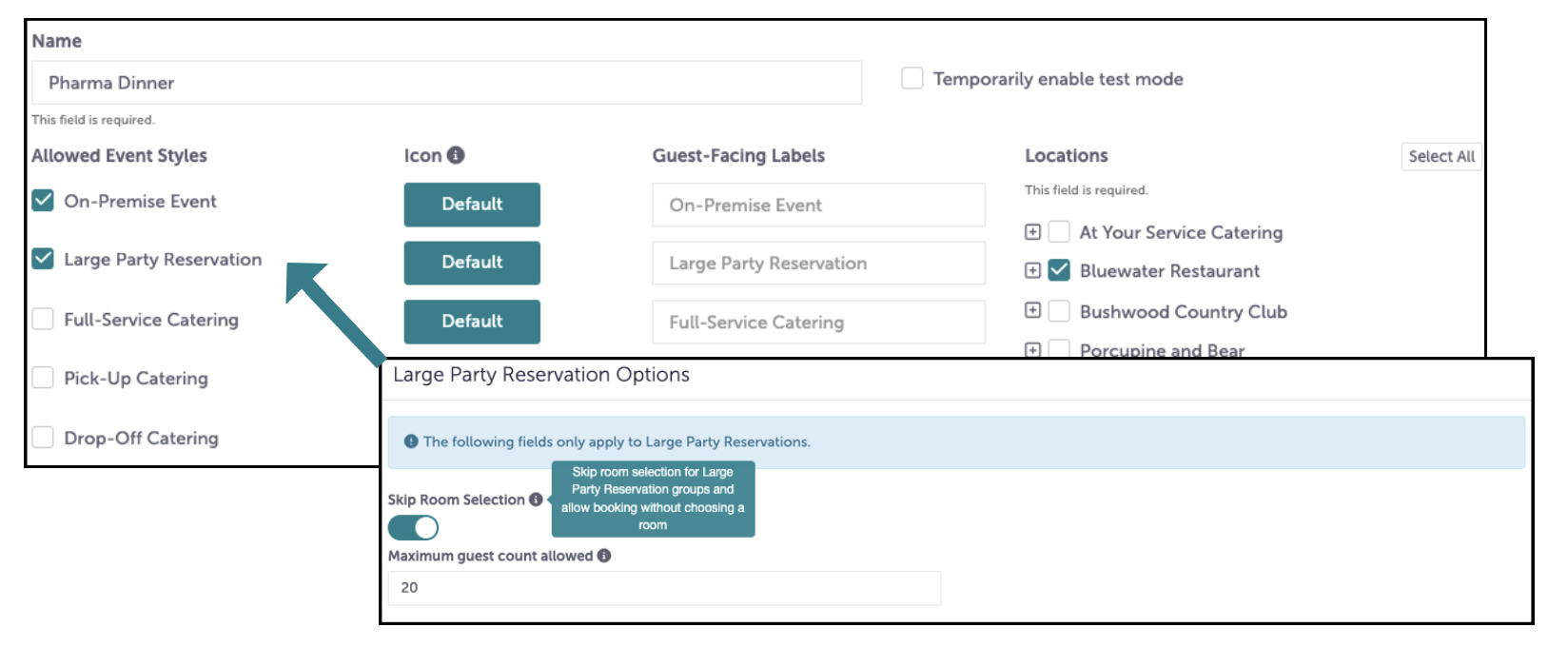TripleseatDirect Settings for Large Party Reservations – Tripleseat Support