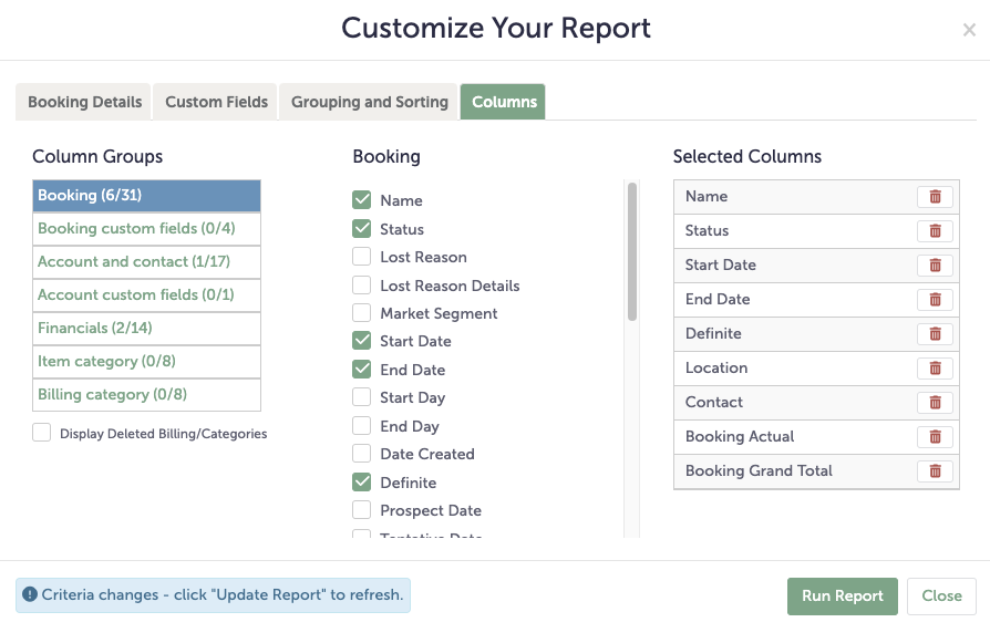 How to build a Booking Definite Date Report – Tripleseat Support