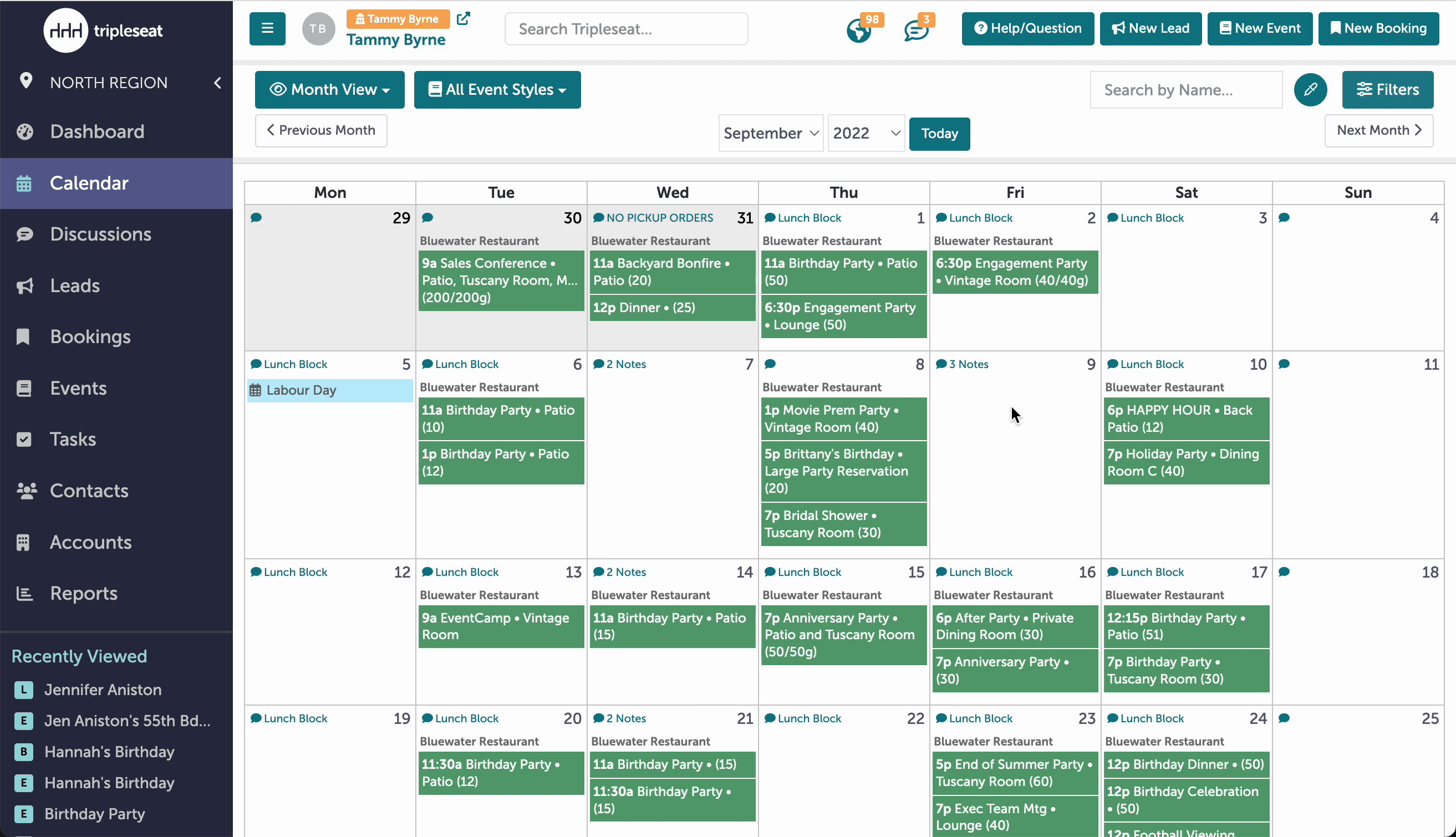 How can I see if filters are applied to the Calendar? – Tripleseat Support