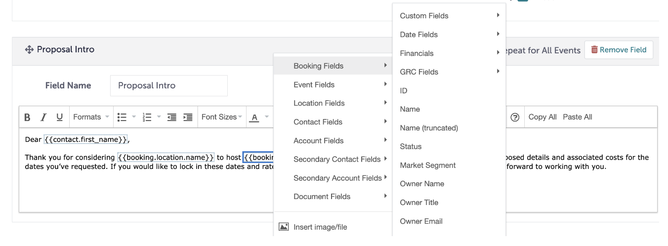 Merge Fields – Tripleseat Support