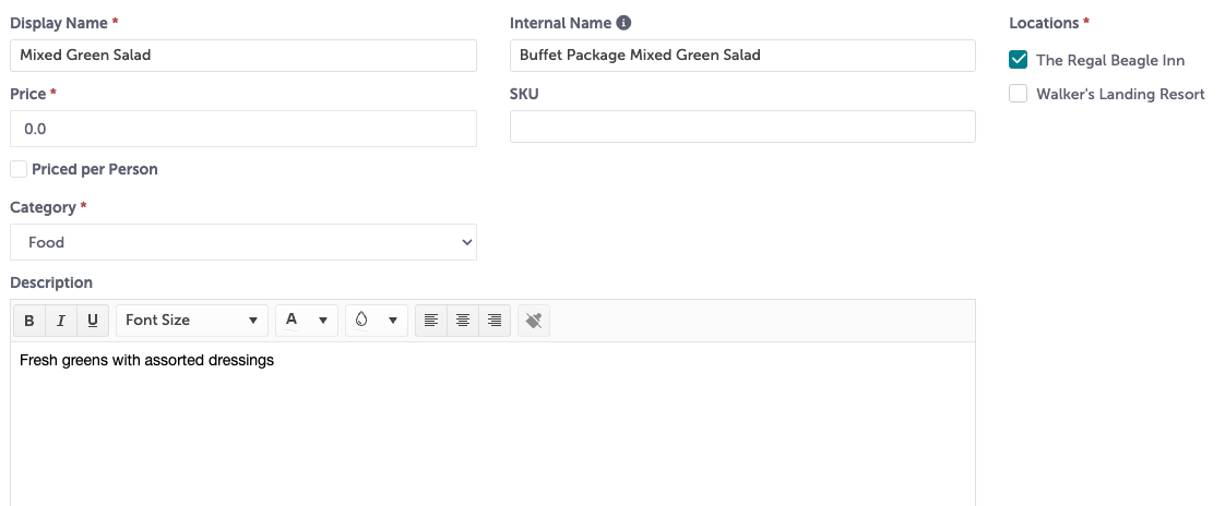 Dinner Package Menu – Tripleseat Support