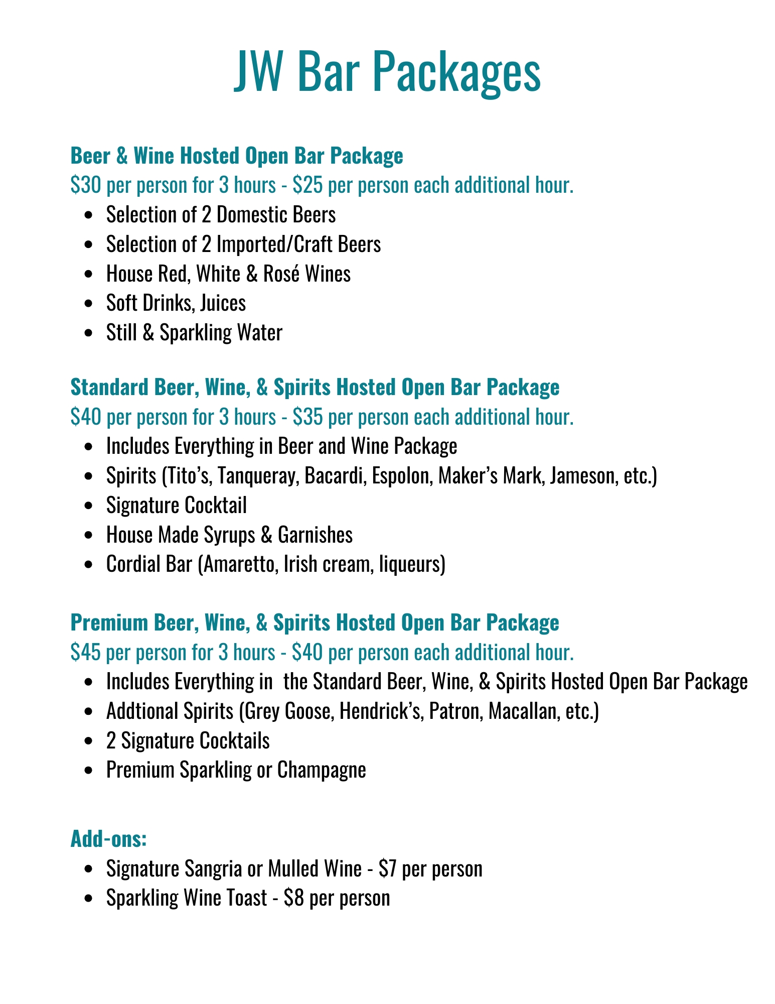 Bar Package Menu – Tripleseat Support