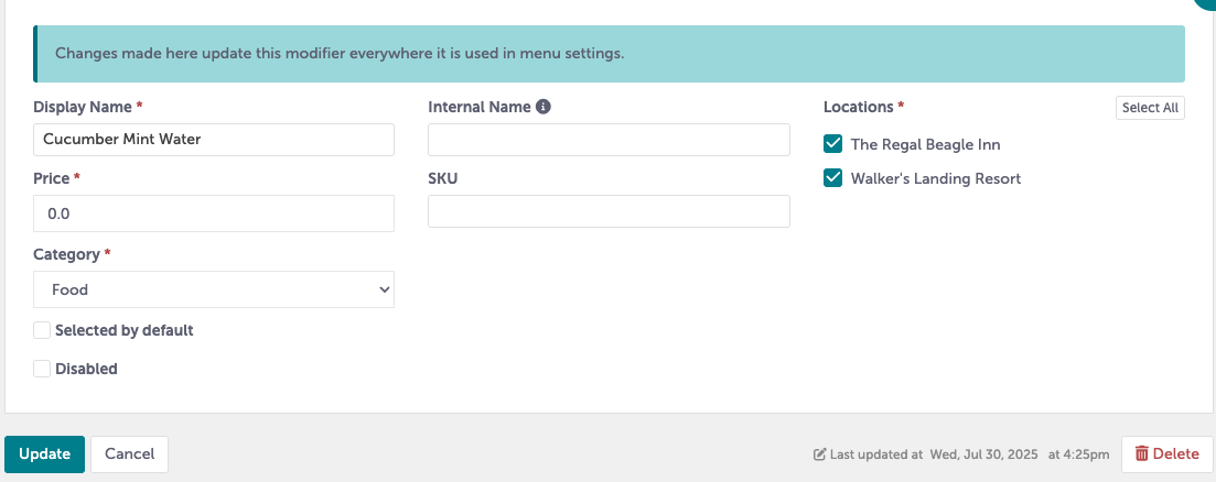 Break Menu – Tripleseat Support